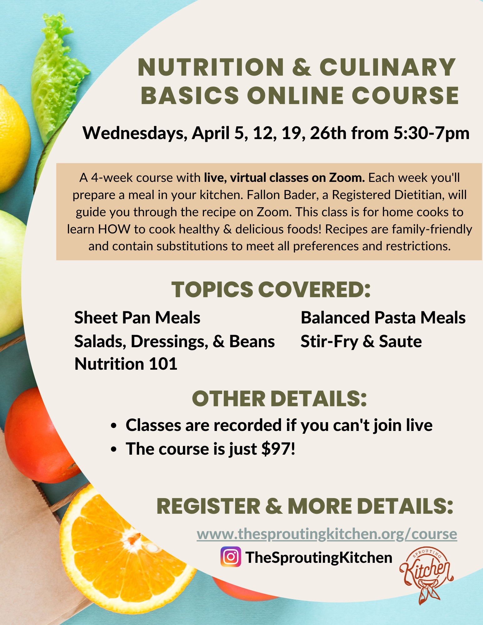 Nutrition & Culinary Fundamentals: APRIL - Sprouting Kitchen